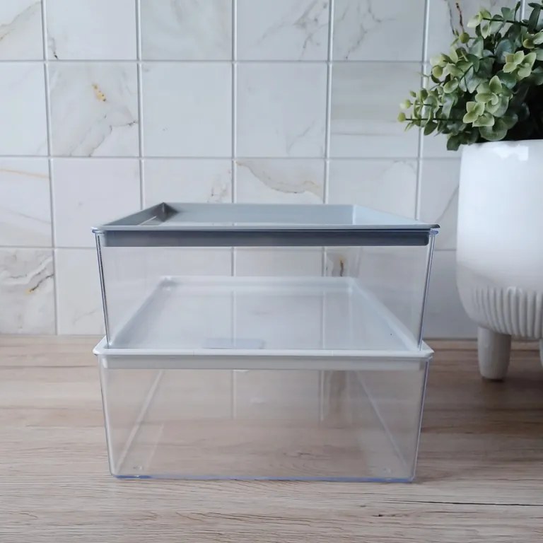 DÓZA NA SUCHÉ POTRAVINY 2 500 ml – nízká, průhledná | DomaLEP varianta: ŠEDÁ