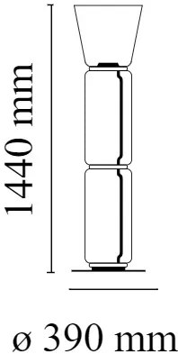 Flos Noctambule F2 High Cylinders Cone Small Base, stojací lampa ze skla se stmívačem, 3x9W + 1x18W LED 2700K, výška 144cm