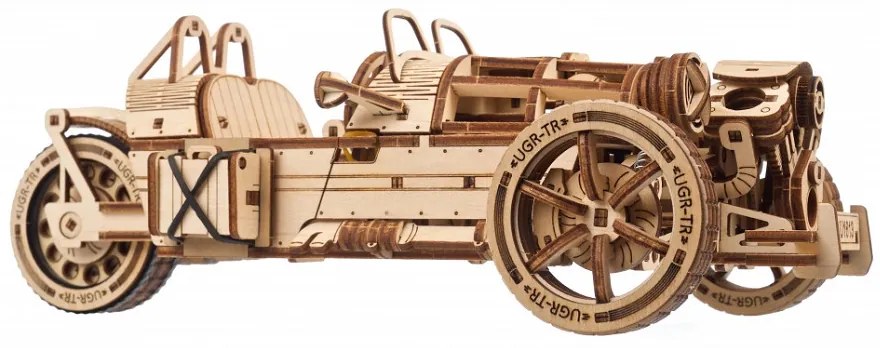 Ugears 3D dřevěné mechanické puzzle Tříkolka UGR-S