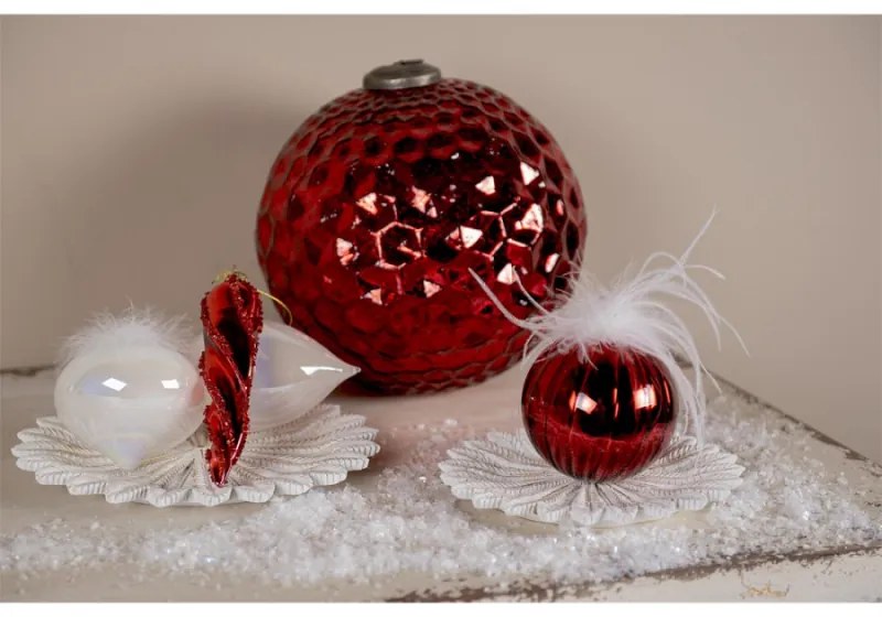 4ks perleťová vánoční ozdoba šiška s peříčky – 8x16 cm