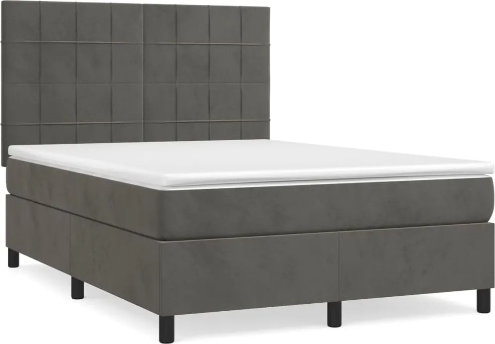 Box spring postel s matrací tmavě šedá 140x200 cm samet 3143026