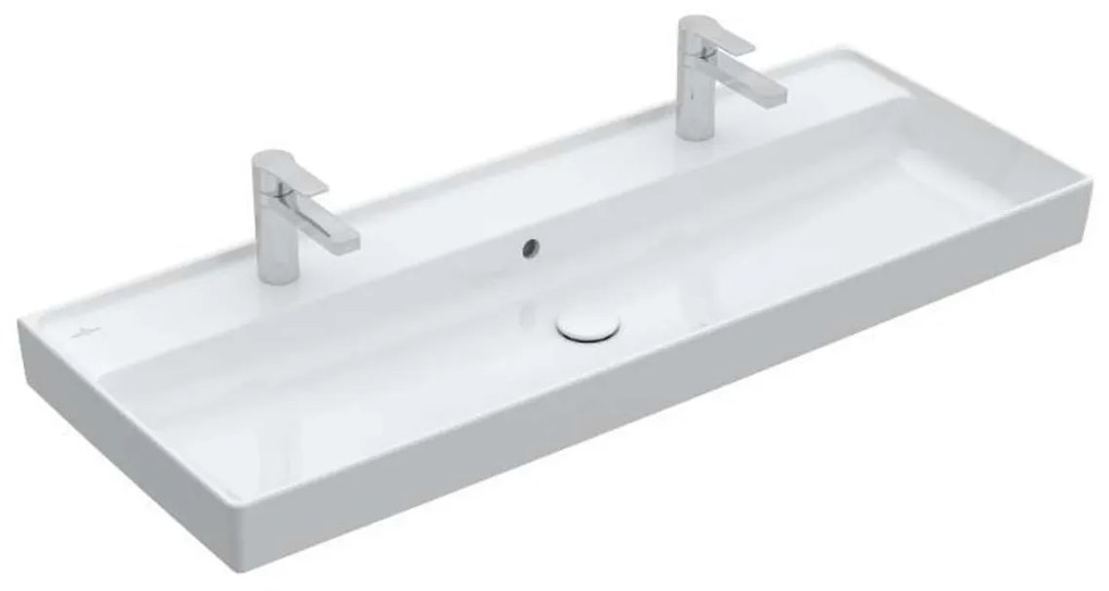 Villeroy & Boch Collaro - Dvojumyvadlo nábytkové 120x47 cm, s přepadem, 2 otvory pro baterii, alpská bílá 4A33C401