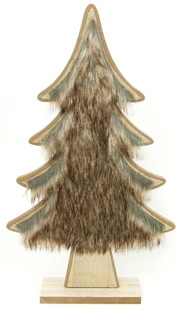 Stromeček s plyšem, vánoční dřevěná dekorace - KLA458