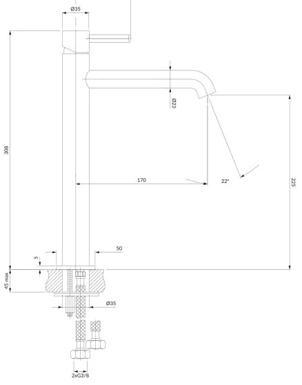 OMNIRES Y1212NI - Umyvadlová baterie Y 30,8 cm kartáčovaný nikl