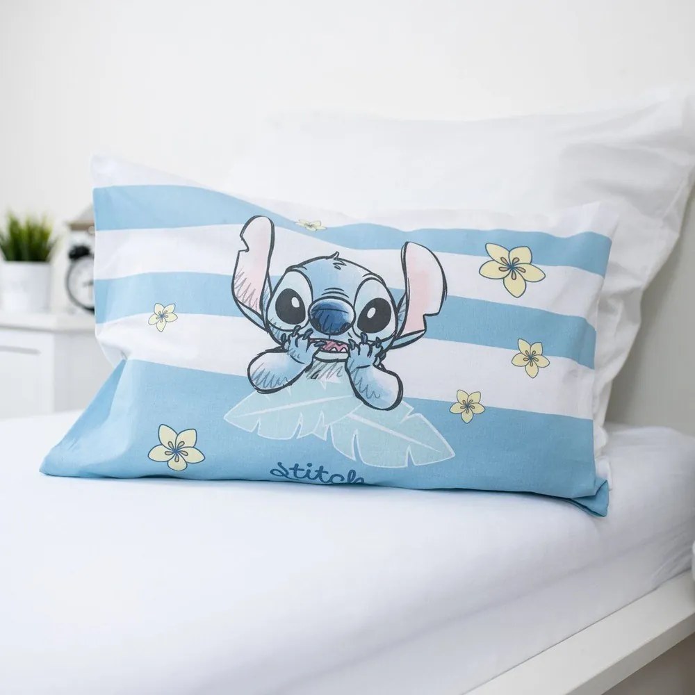 Světle modré bavlněné dětské povlečení do postýlky 100x135 cm Lilo & Stitch "Tropical Hugs" – Jerry Fabrics