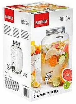 Banquet Skleněný zásobník s ventilem BRISA, 4 l