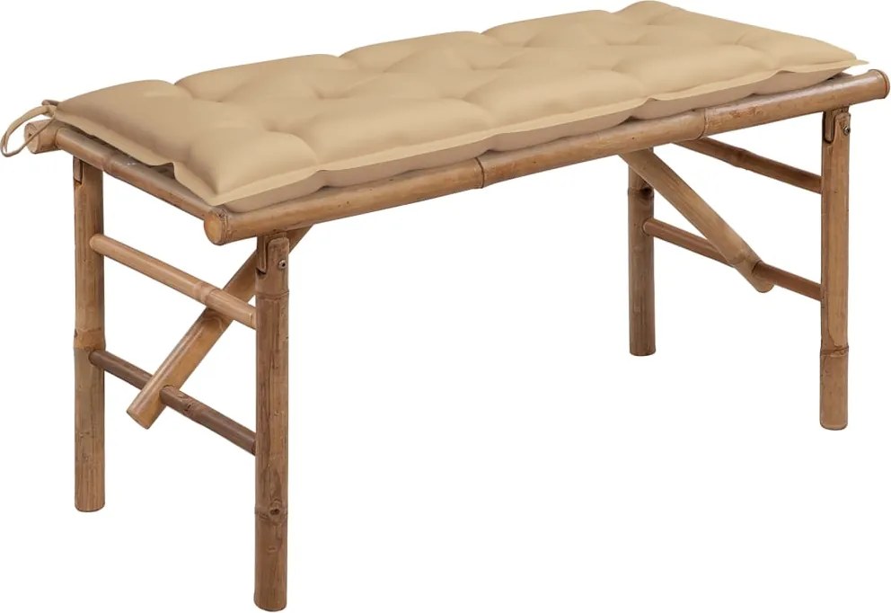 Skládací zahradní lavice s poduškou 118 cm bambus 3063867