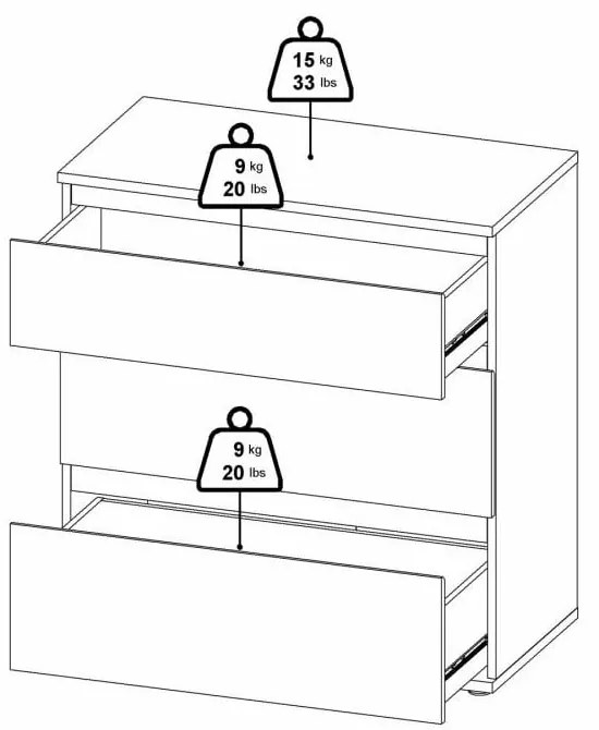 Bílá nízká komoda 77x84 cm Nova – Tvilum