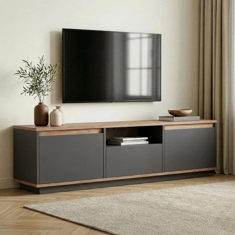 Antracitový TV stolek 160x42x30 cm Sentinel – Kalune Design