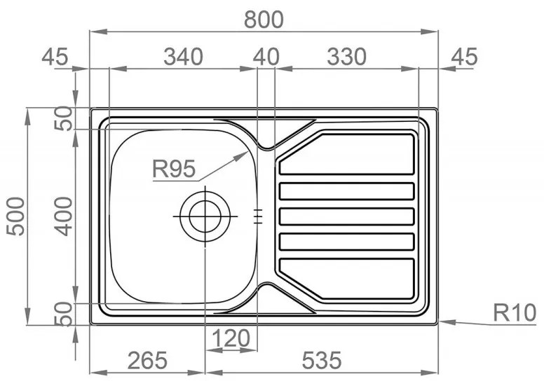 Dřez Sinks Okio 800, matný nerez