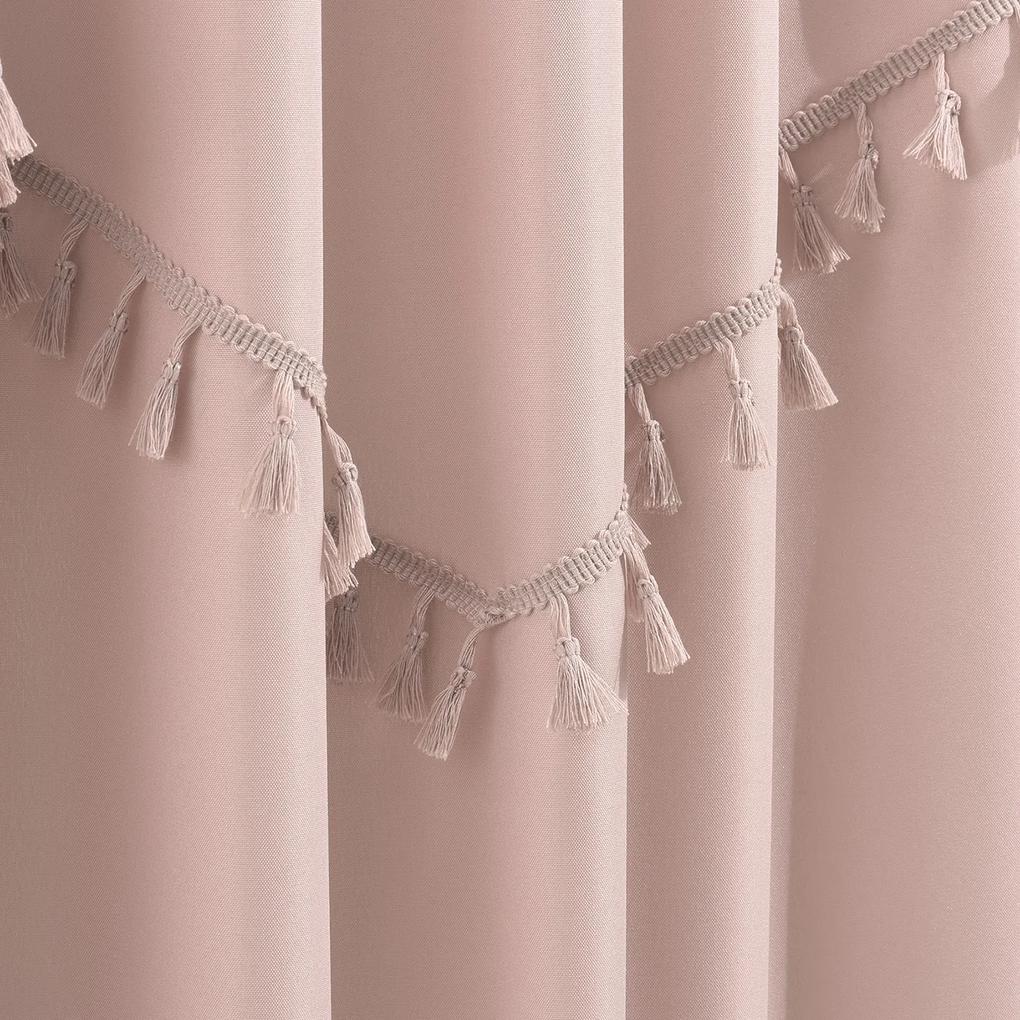 Room99 Hotový závěs na pásce s třásněmi Chloe Jednobarevný Barva: Krémová, Velikost: 140 x 250 cm