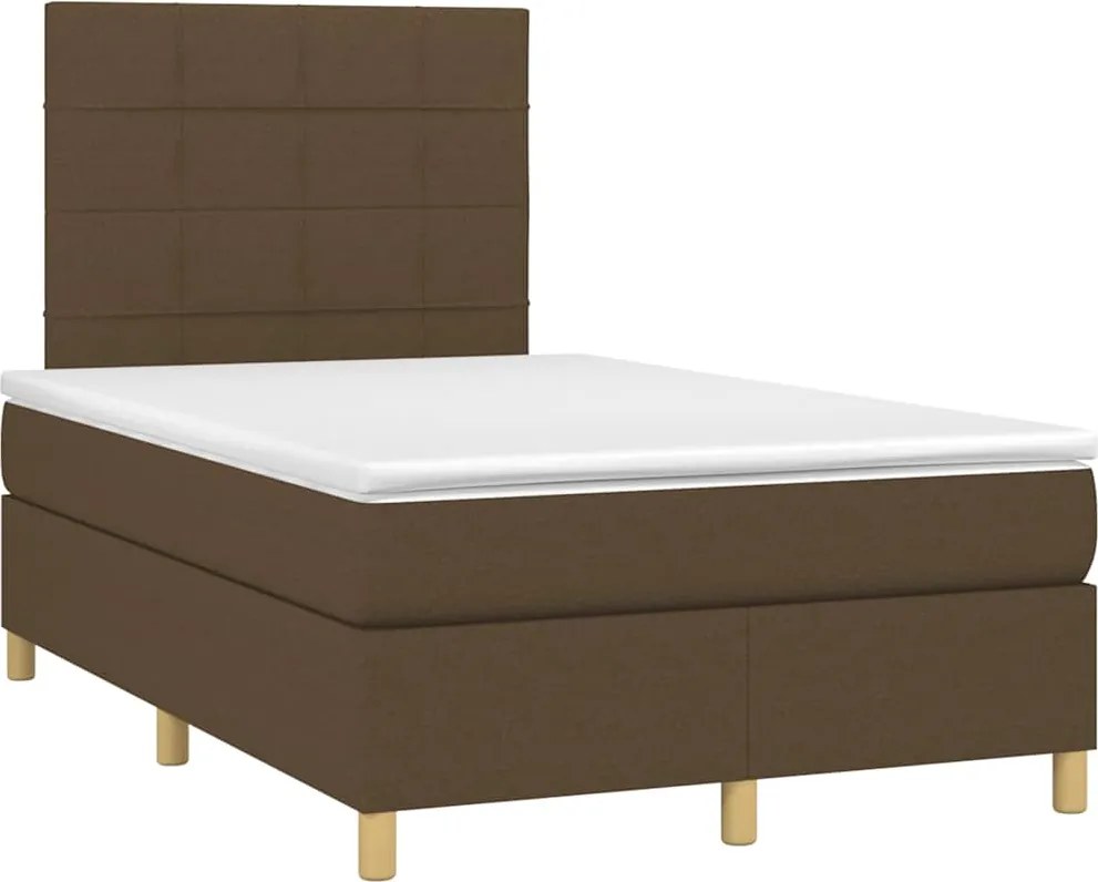 Box spring postel s matrací a LED tmavě hnědá 120x200 cm textil 3135424
