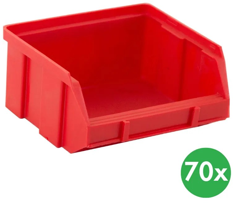 Plastové boxy BASIC, 100 x 95 x 50 mm, 70 ks, červené
