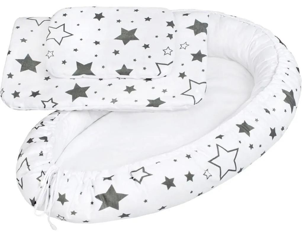 NEW BABY Luxusní hnízdečko s peřinkami pro miminko New Baby Hvězdy šedé