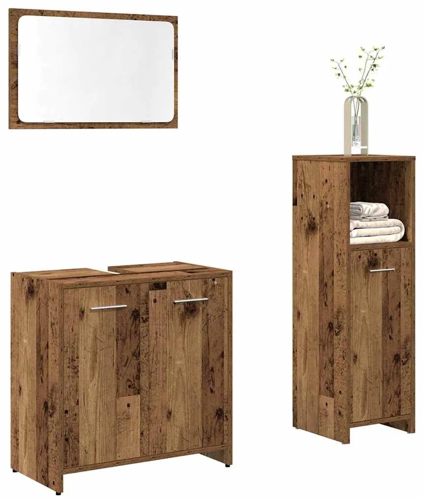 3dílná koupelnová sestava old wood kompozitní dřevo 3328559