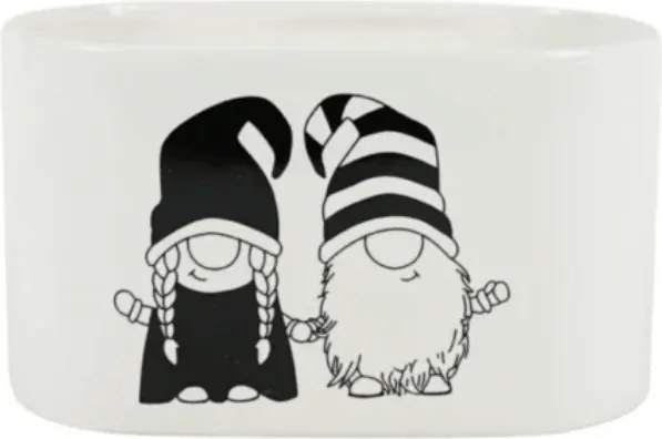 Vánoční květináč GNOME LOVE keramický 19,5x11 cm, bílý
