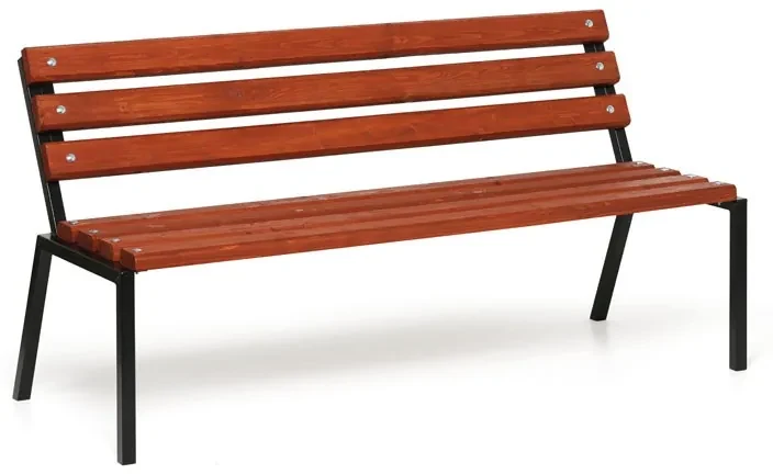 Venkovní lavička STACK, stohovatelná, s opěradlem, 1500 mm, mahagon ...