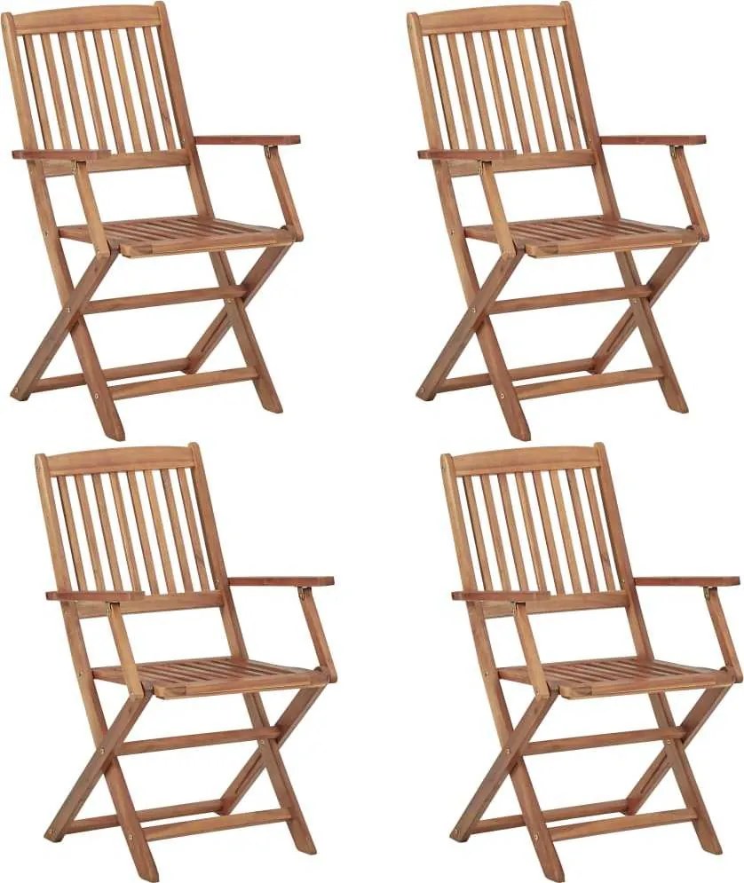 vidaXL Skládací zahradní židle s poduškami 4 ks masivní akáciové dřevo [3064634] Barva: Světle modrá
