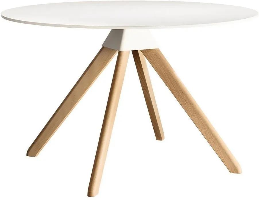 Bílý jídelní stůl s podnožím z bukového dřeva Magis Cuckoo, ø 75 cm