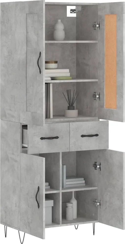 Skříň highboard betonově šedá 69,5x34x180 cm kompozitní dřevo 3199909