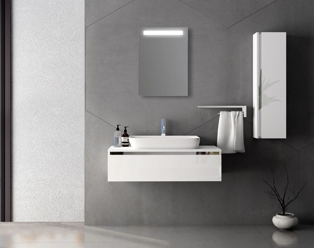 Amirro Zrcadlo na zeď chodbu do pokoje ložnice předsíně koupelny LUNA - 50 x 70 cm s LED podsvíceným pruhem 900-988