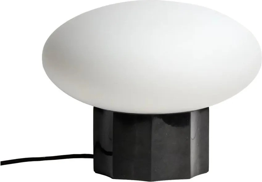 Bílá/černá kovová stolní lampa se skleněným stínidlem (výška 20 cm) Idela – Kave Home