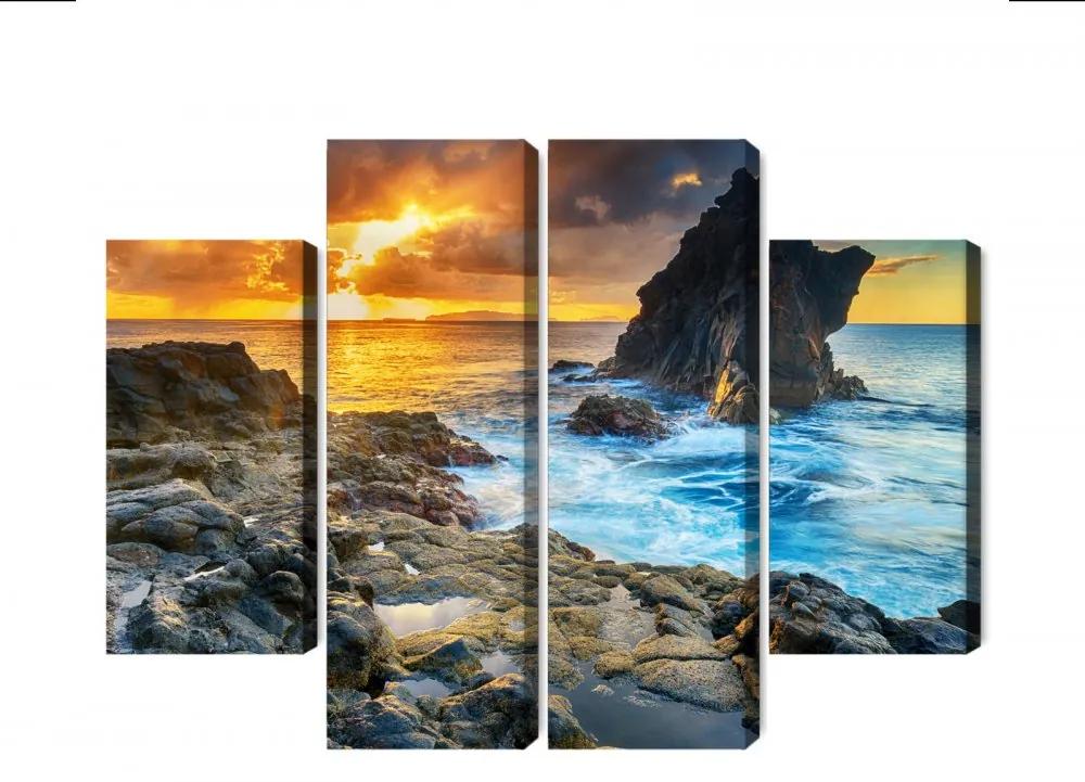 Vícedílný obraz Západ Slunce Na Pobřeží Nedostatek Nedostatek Přírodní plátno 80x60