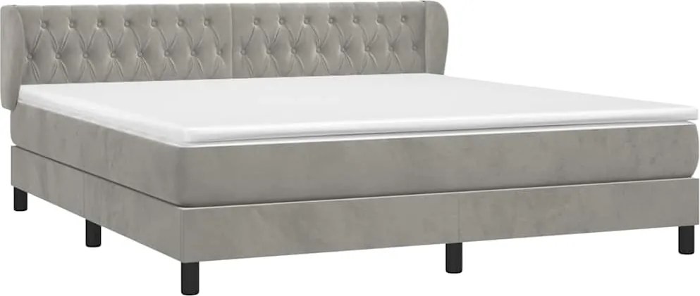Box spring postel s matrací světle šedá 180x200 cm samet 3127685