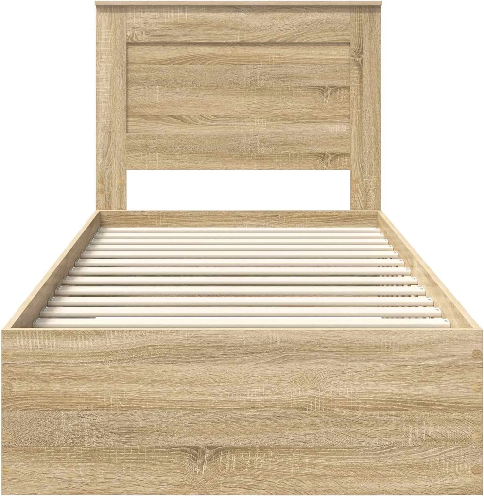 Rám postele Sonoma dub a stříbrná 75 x 190 cm Kompozitní dřevo 3410375