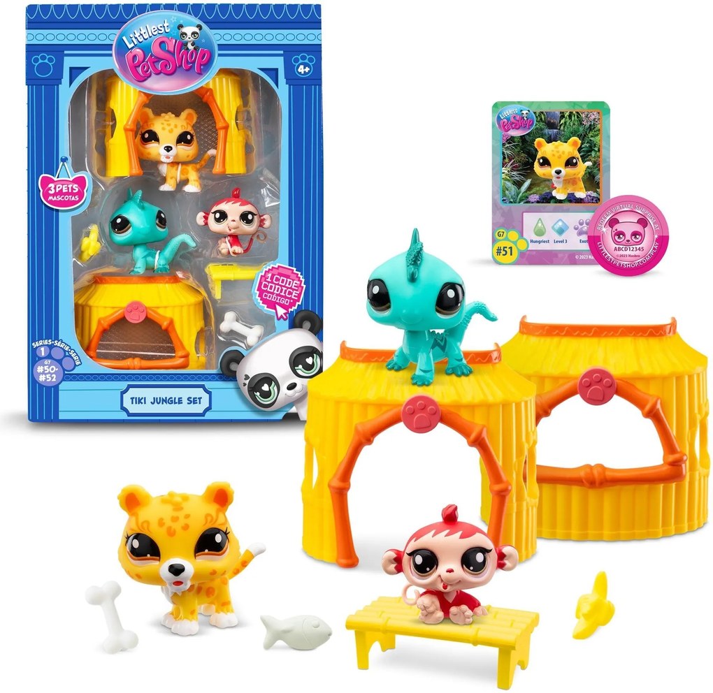 Lps hrací sada tiki jungle 3 figurky leopard, leguán, opice