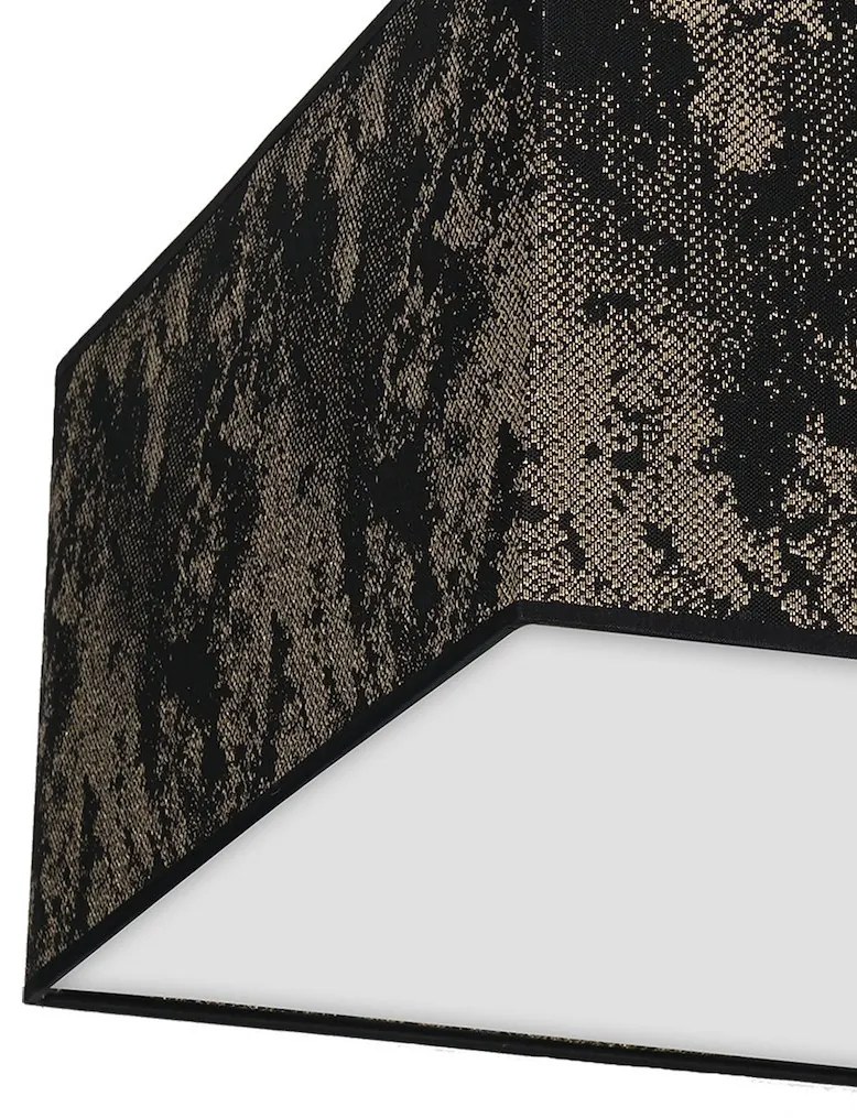 Stropní svítidlo Satino Square, 1x černé/zlaté textilní stínítko, (bílé plexisklo), (50 cm)