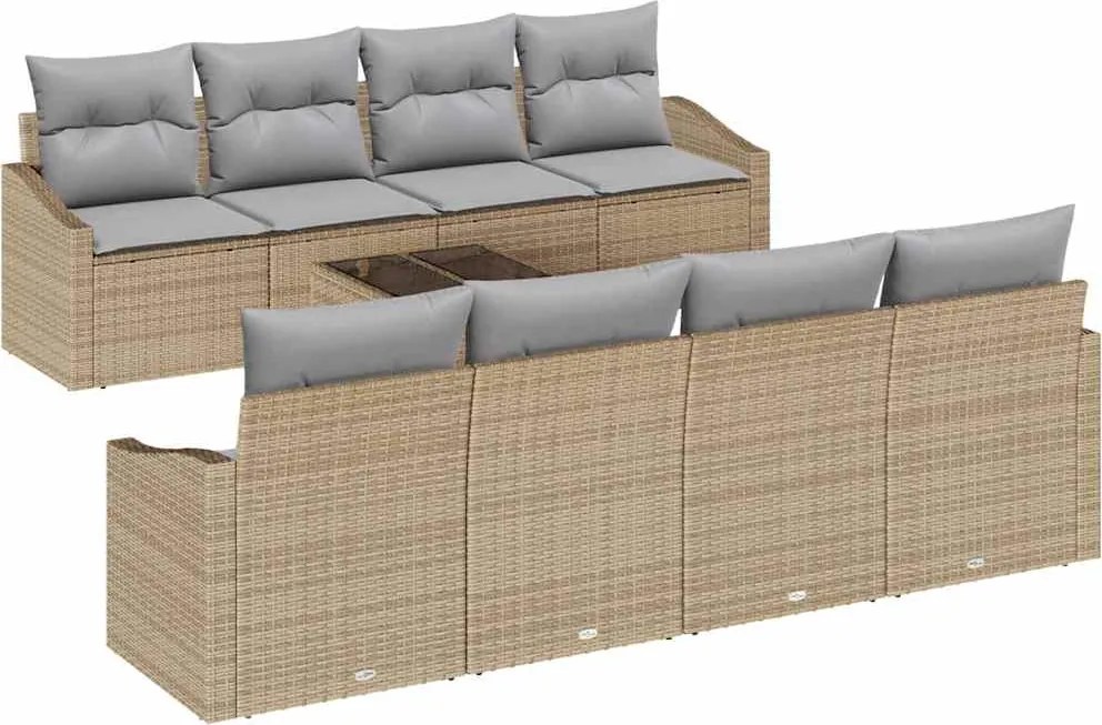 Set pohovek 9 ks Béžová a Světle šedá polyratan 3346650