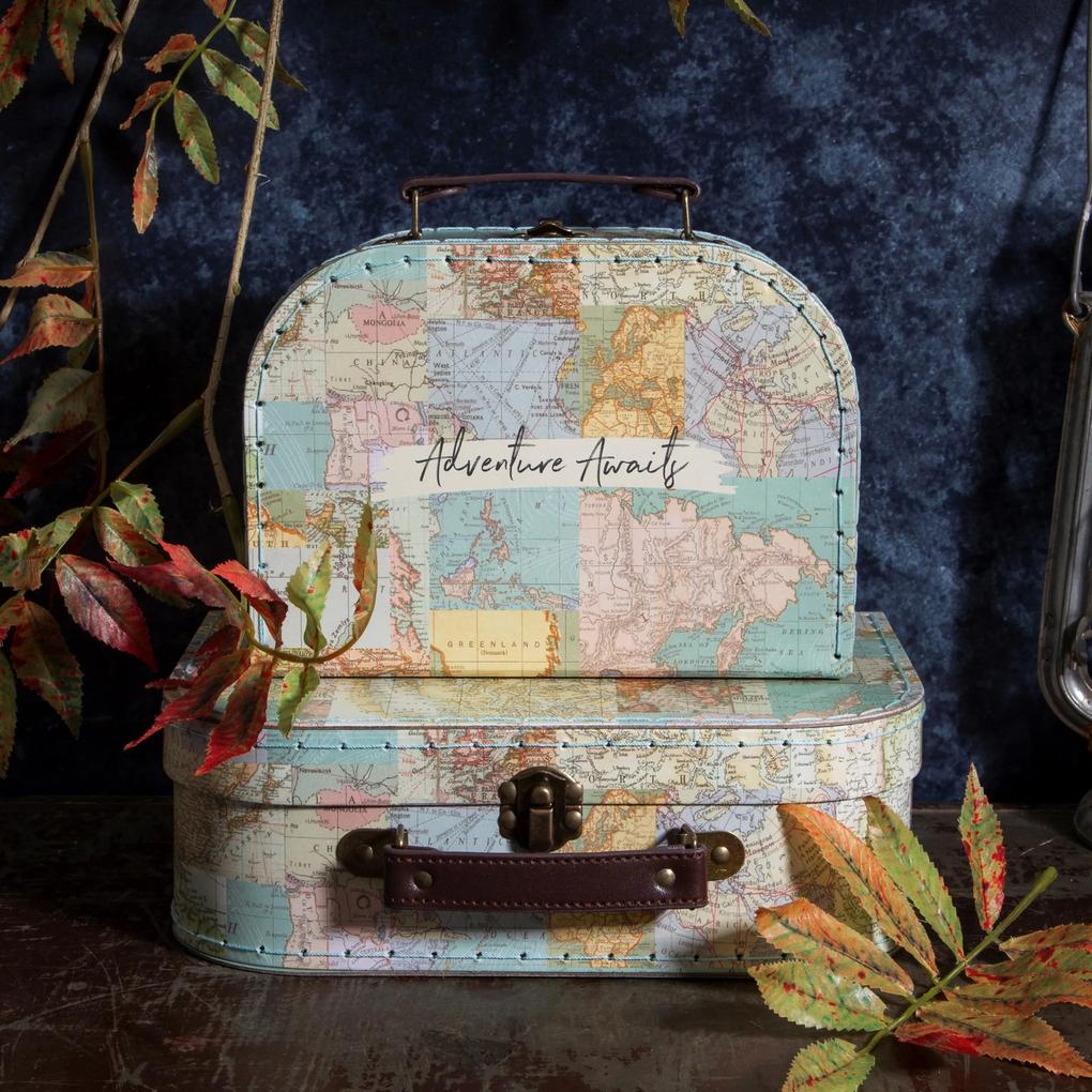 Kartonový kufřík s motivem mapy - menší, La Almara | BIANO
