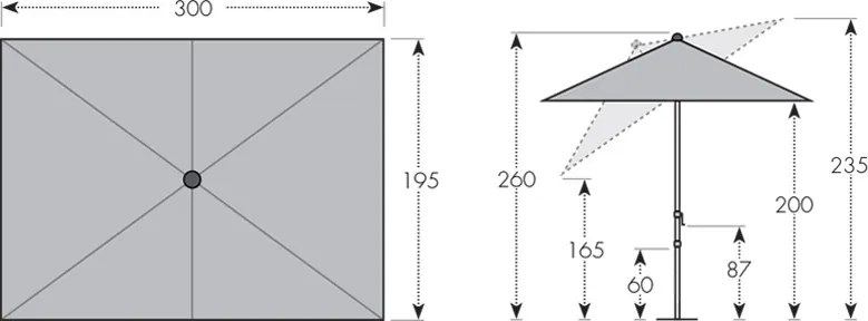 Doppler EXPERT zahradní slunečník 300 x 200 cm antracit