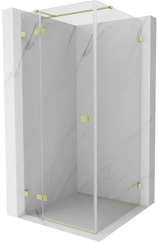 Mexen Lunar T, sklápěcí sprchový kout levý 110 x 110 cm, 8mm čiré sklo, zlatý kartáčovaný - 834T-110-110-55-00-L