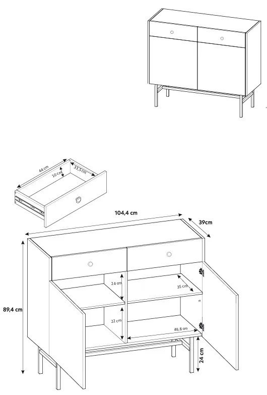 Komoda Desanta 2D2SZ (černá). 1082793