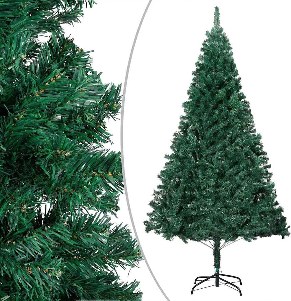 Umělý vánoční stromek s LED a sadou koulí zelený 150 cm PVC 3077621