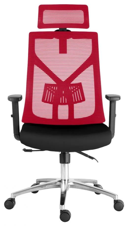 Kancelářská ergonomická židle UNI — černá / červená, nosnost 150 kg