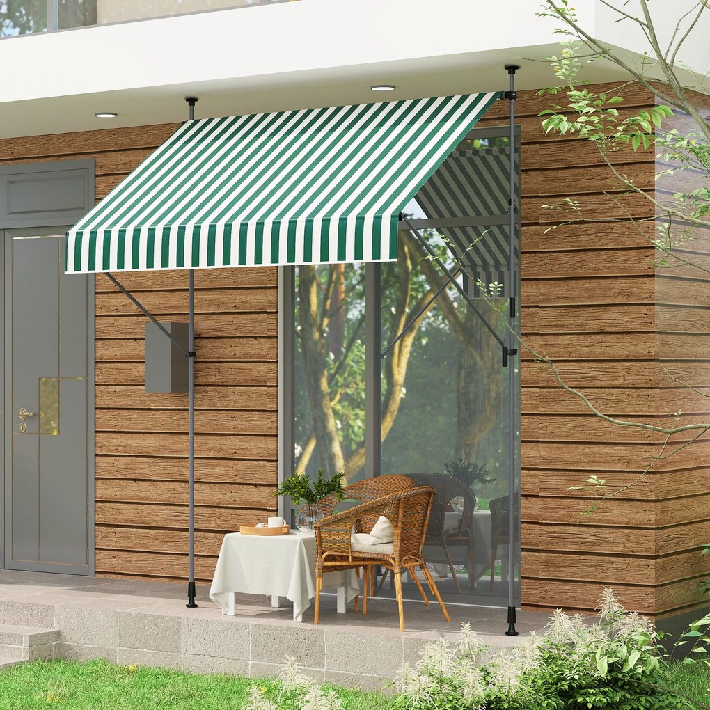 Outsunny Sluneční Markýza 2x1,2 m s Výsuvným Ramem, Zahradní Sluneční Plachta s Hliníkovým Rámem a Polyesterem 180g/㎡, pro Zahradu, Balkon a Terasu, …