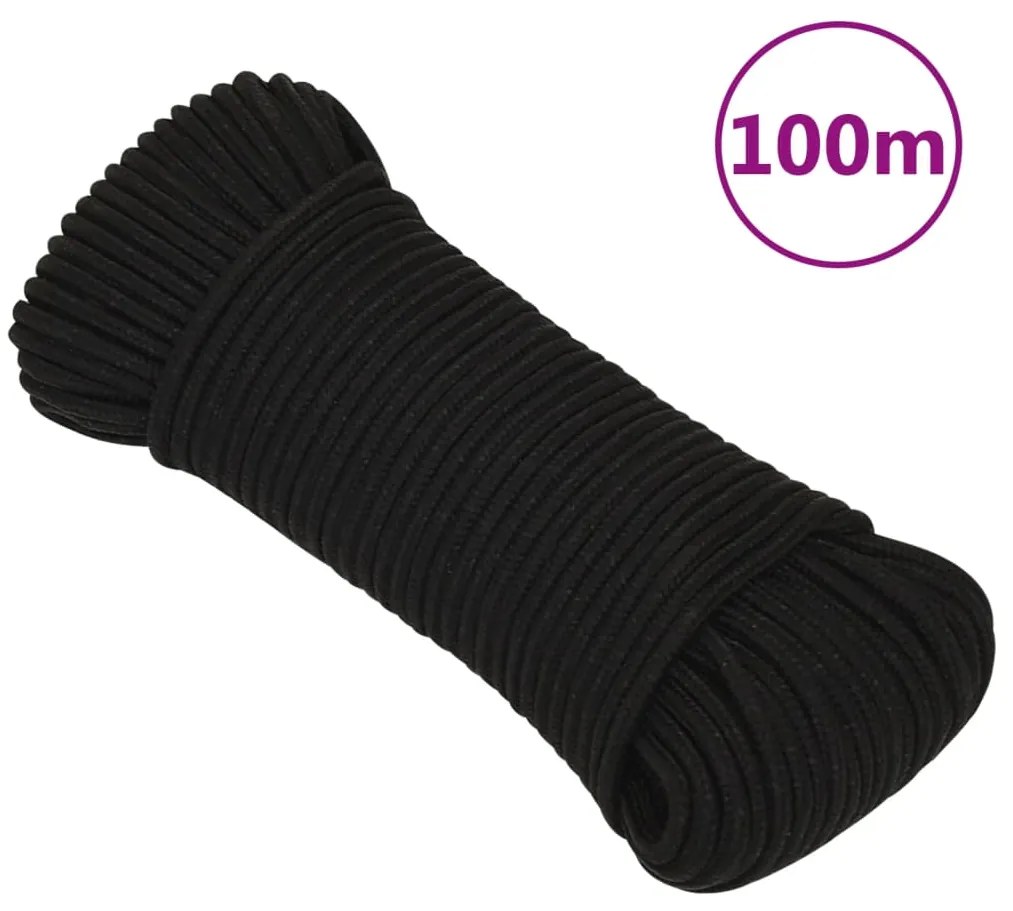 Pracovní lano černé 3 mm 100 m polyester