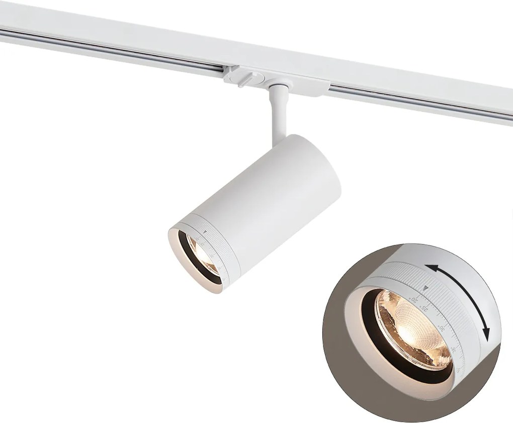 Moderní bodové svítidlo bílé pro 1fázový kolejnicový systém vč. LED otočné a naklápěcí - Iconic Zoom