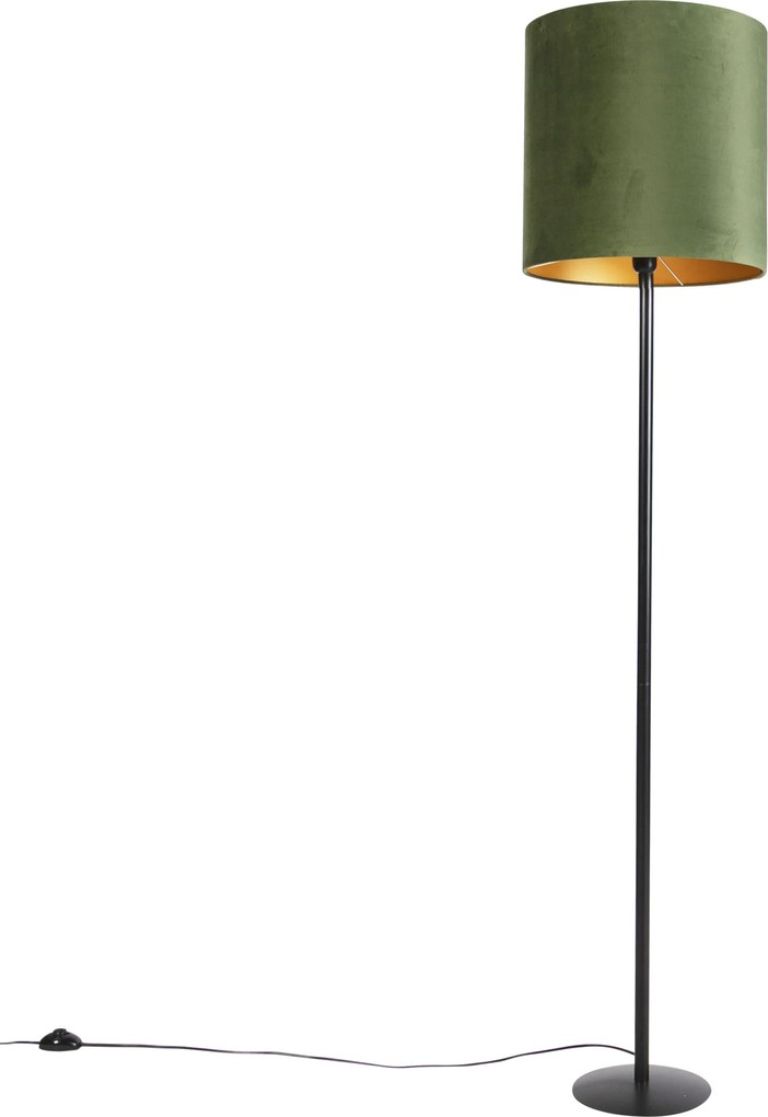 Stojací lampa botanická černá se zeleným stínítkem 40 cm - Simplo