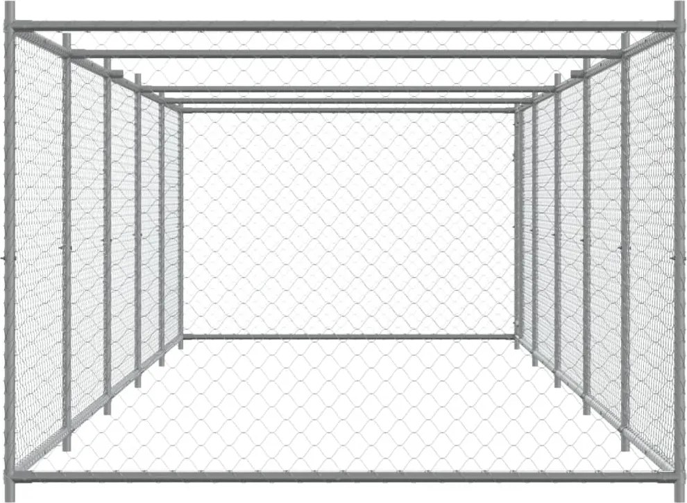 Klec pro psy s dvířky šedá 10 x 2 x 1,5 m pozinkovaná ocel 3209581