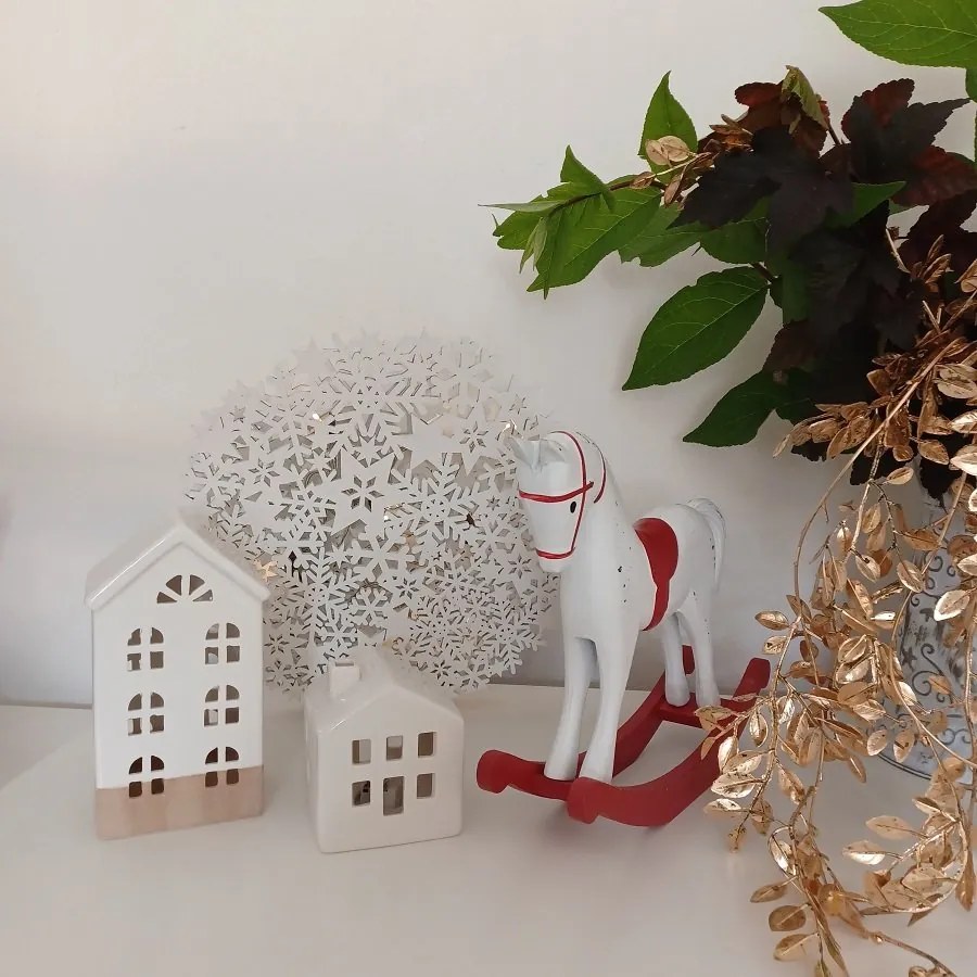 3D LED svítící vločka na baterie 26 × 29 × 3,2 cm teple bílá, IP20 interiér, AA