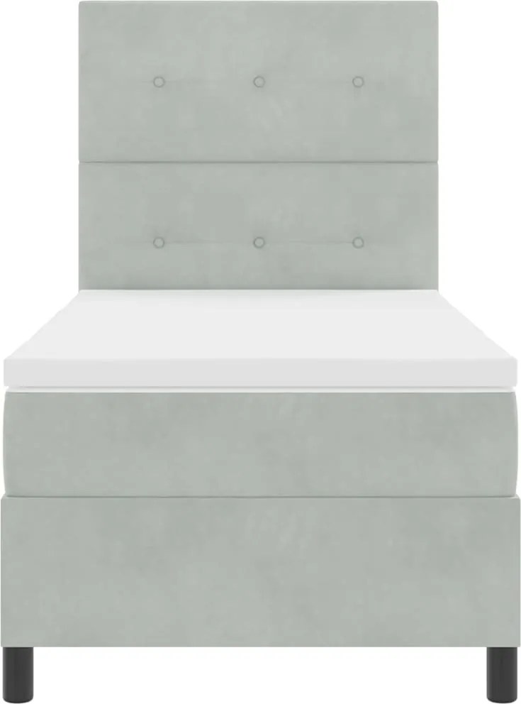 Postel s boxspringem s čelo Světle šedá 80 x 200 cm samet 3339794