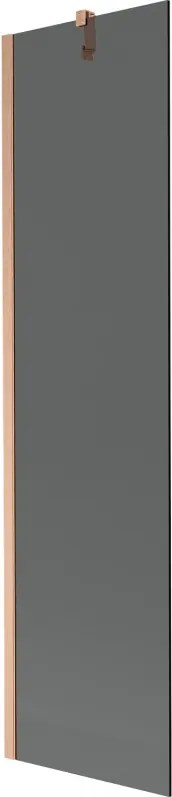 Mexen Next, 1-křídlová vanová zástěna 50 x 150 cm, 6mm šedé sklo, měděná matná, 895-050-000-00-40-65