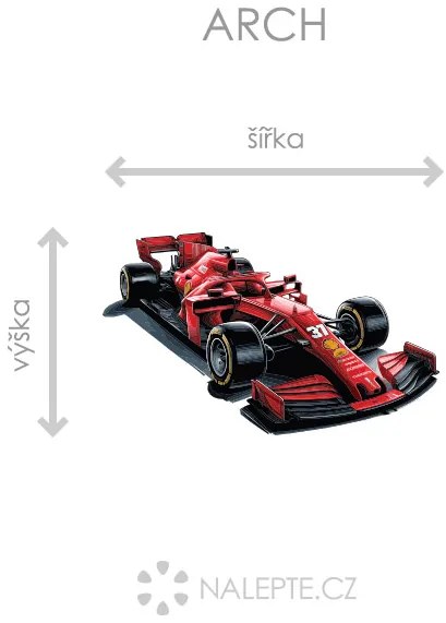 Červená formule F1 textilní přelepitelná samolepka na zeď arch 45 x 27 cm