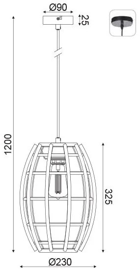 ACA DECOR Závěsné svítidlo ZULU max. 60W/E27/230V/IP20, tmavé dřevo