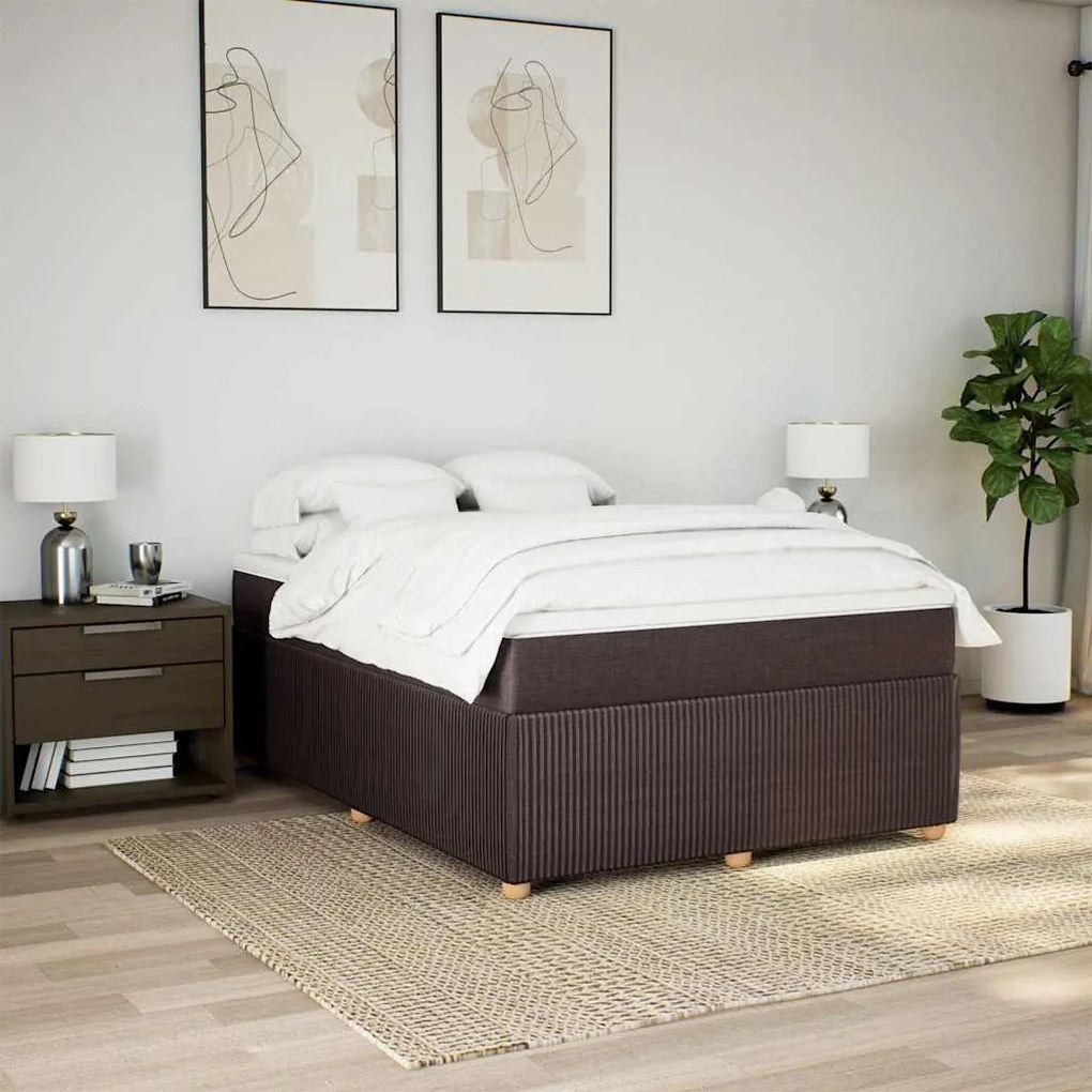 Box spring postel s matrací tmavě hnědá 140x190 cm textil 3285570