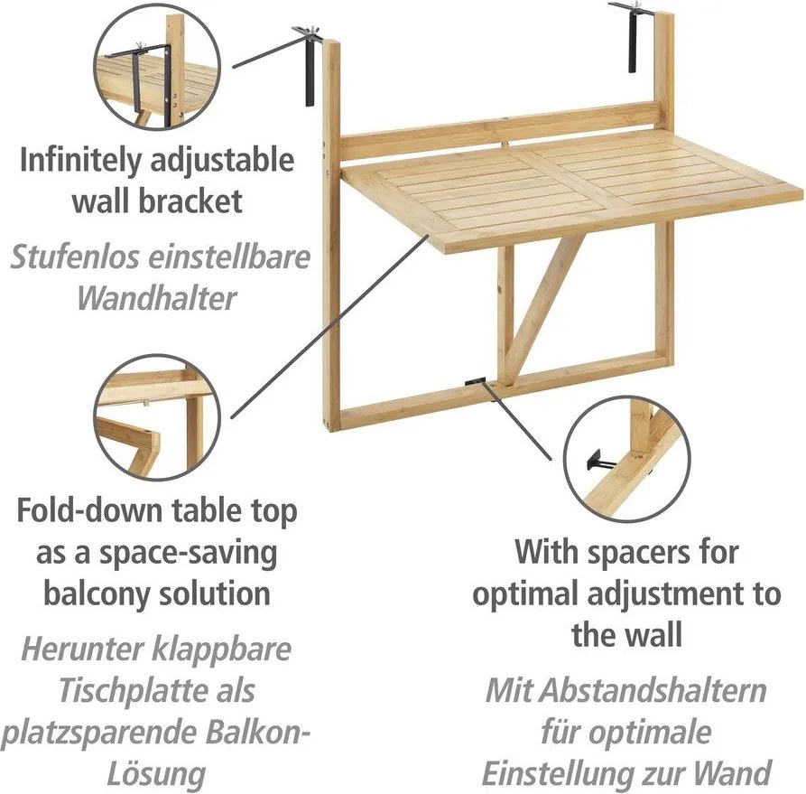Bambusový zahradní stolek 44x64 cm Waikiki – Wenko